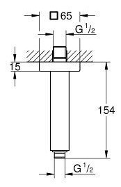 GROHE 27711000 - ΒΡΑΧΙΟΝΑΣ ΟΡΟΦΗΣ 15,4cm ΓΙΑ ΚΕΦΑΛΗ ΝΤΟΥΣ