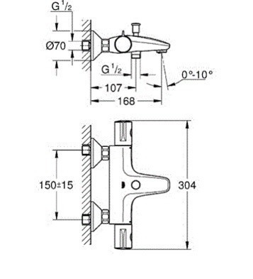 GROHE 34576 GROHTHERM 800 - ΜΠΑΤΑΡΙΑ ΘΕΡΜΟΣΤΑΤΙΚΗ ΛΟΥΤΡΟΥ (ΚΟΡΜΟΣ)