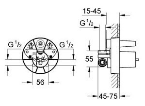 GROHE 33964 - ΕΣΩΤΕΡΙΚΟ ΤΜΗΜΑ ΕΝΤΟΙΧΙΣΜΕΝΟΥ ΜΙΚΤΗ 1 ΕΞΟΔΟΥ ΝΕΡΟΥ